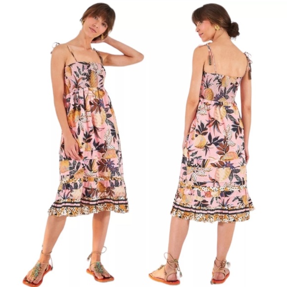 FARM Rio | Dresses | Farm Rio Pink Pineapple Midi Dress | Poshmark